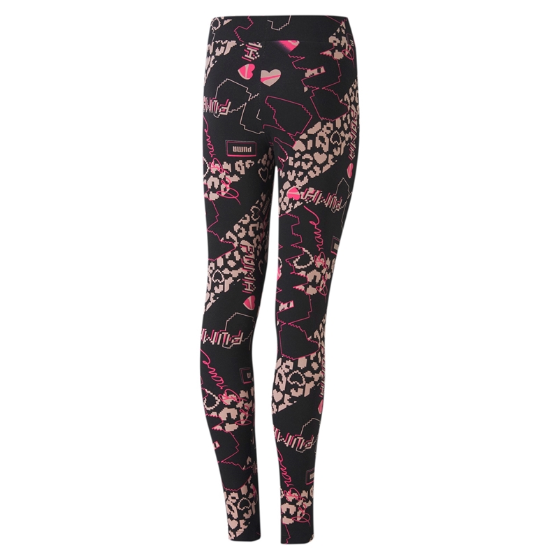 Puma Girls Alpha Aop Leggings Black Pink